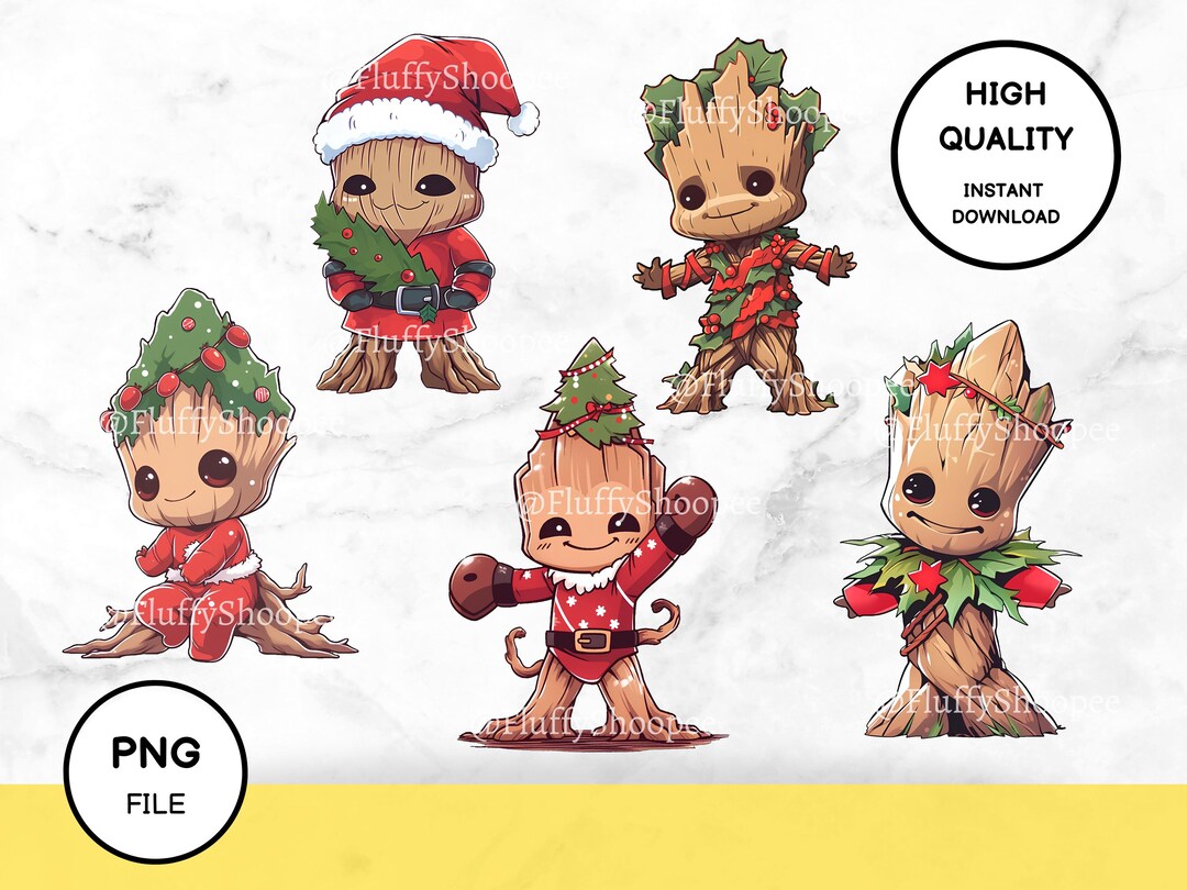 Cute Christmas Groot Superhero, Cute Chibi Cartoon Character, Printable ...