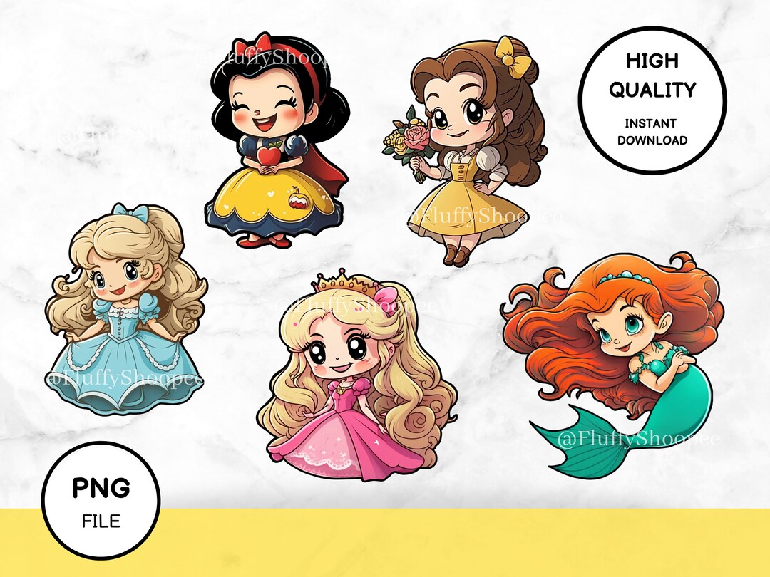 Cute Bundle of Princess Clipart PNG - Fairy Girls PNG - Princess ...