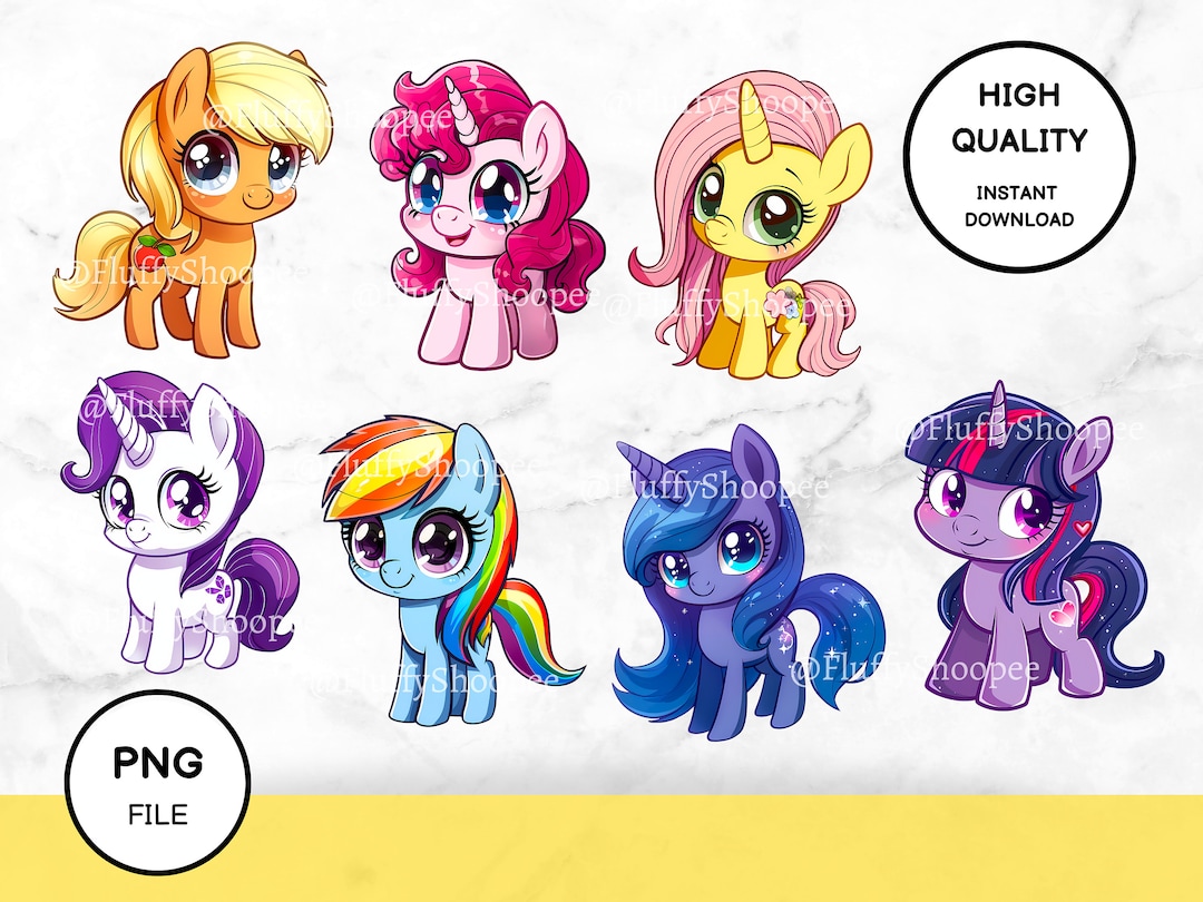 Little Pony PNG Cute Set of Popular Ponies PNG Digital Cartoon ...