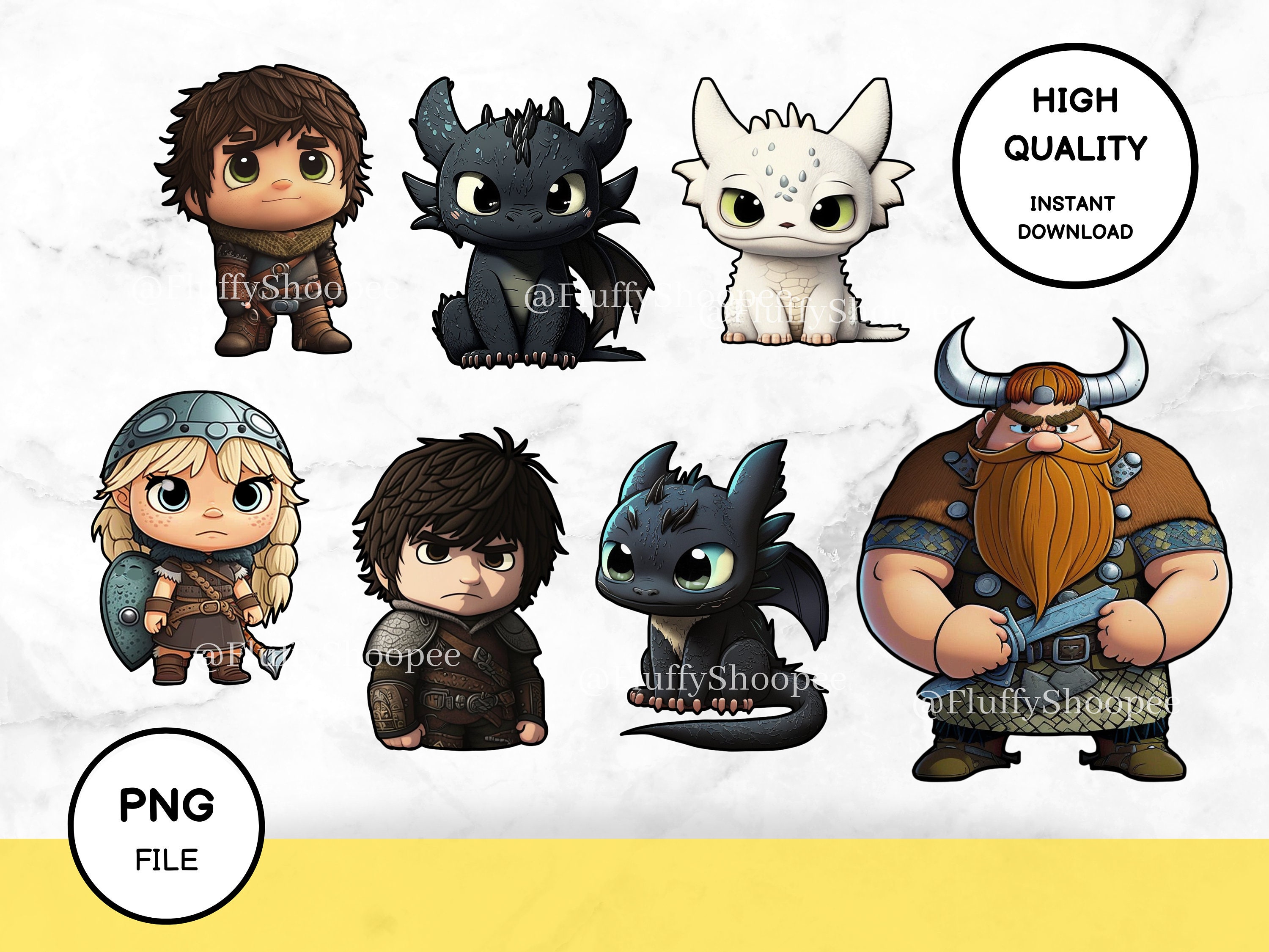 Cute Bundle of How to Train Your Dragon Characters PNG Fury - Etsy