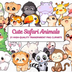 Cute Jungle Animals Clipart - Watercolor Safari Illustration - Graphics ...