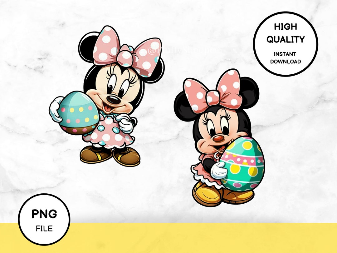 Cute Easter Minnie Mouse Holding Egg PNG - Digital Cartoon Clipart ...