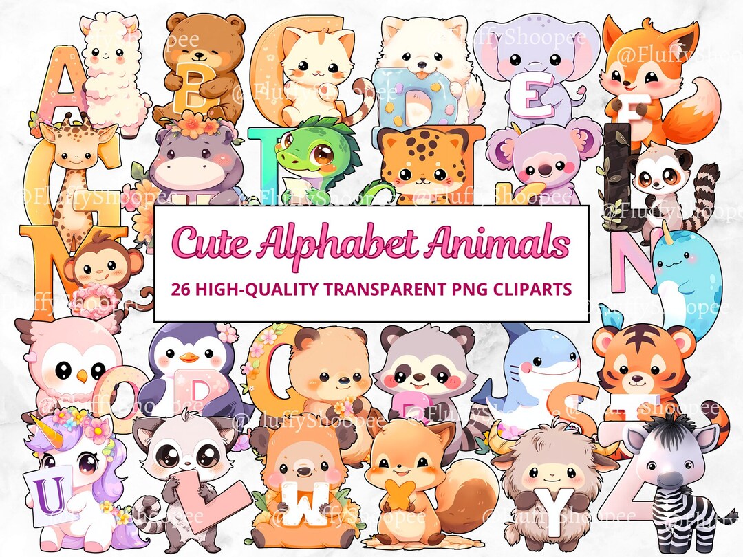 Cute Animal Alphabet Clipart - for Nursery Decor - Educational School ...
