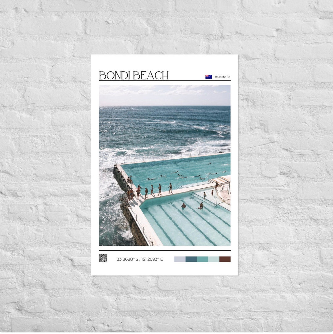 Digital Download. Bondi Beach Wall Art, Sydney Travel Poster, Rockpool ...