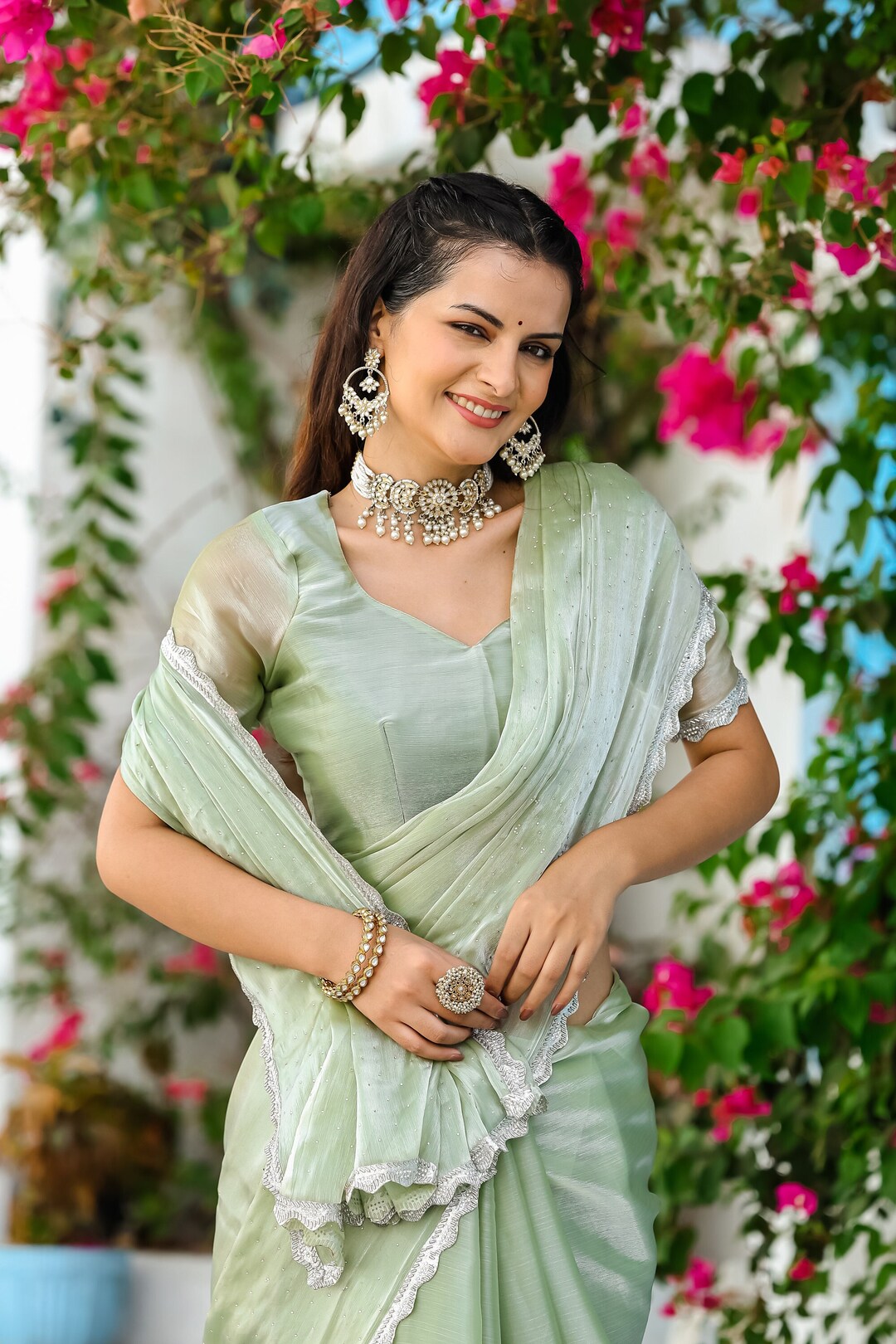 Designer Party Wear Organza Saree Hand Diamond Perl Work Saree Fancy ...