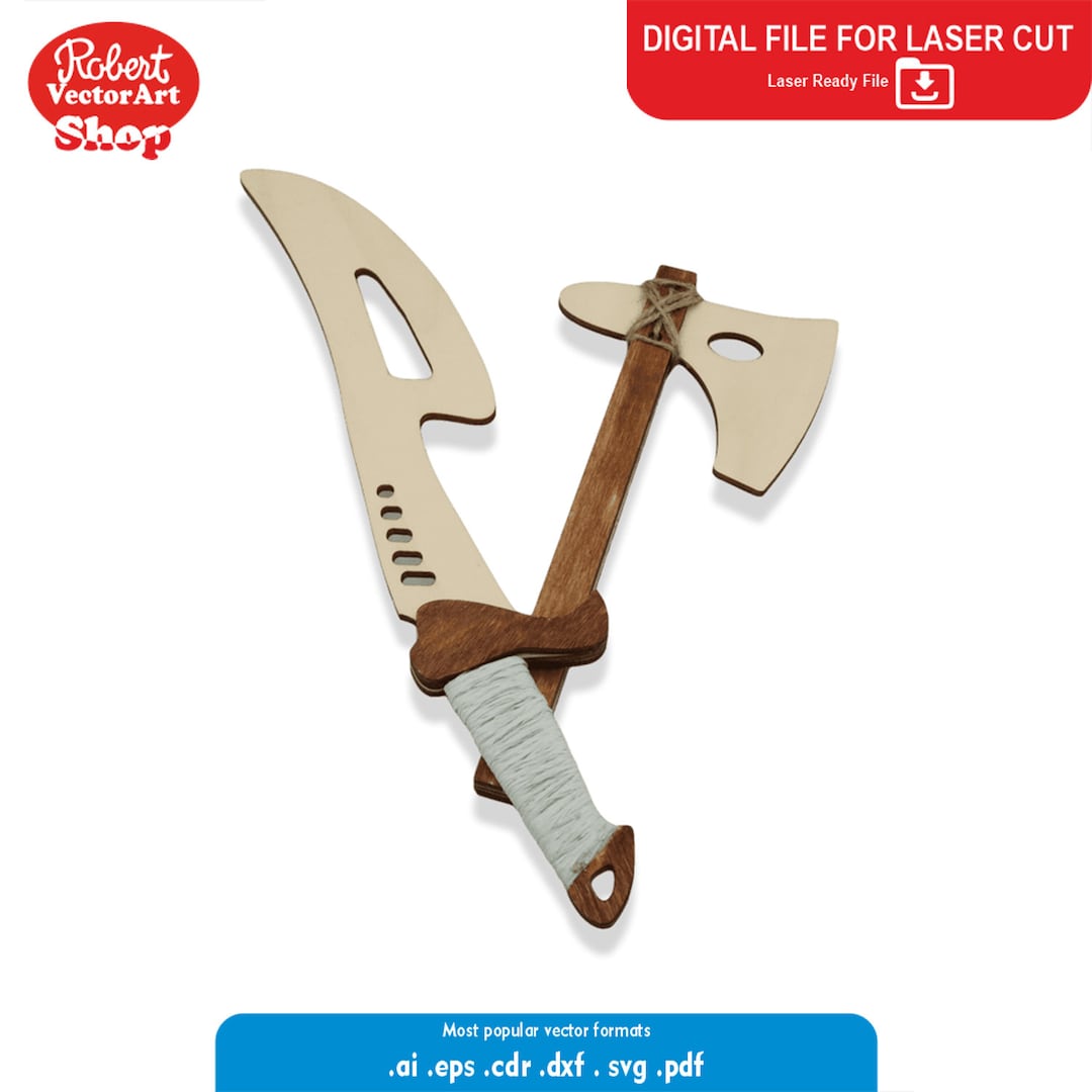 Axe and Sword File, Laser Cutting Vector Svg Dxf, Ai, Cdr, Eps SVG ...