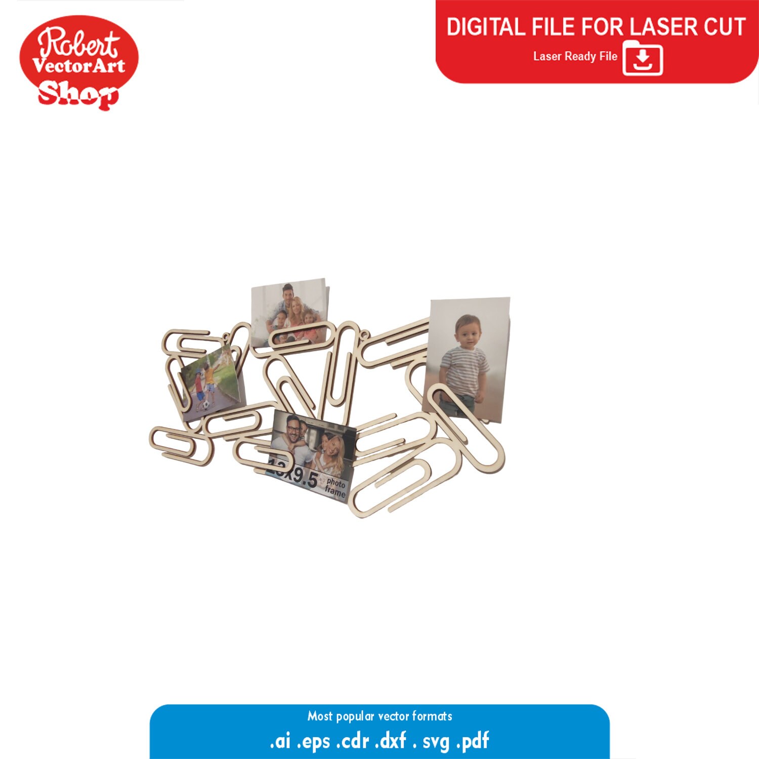Set of 2 Paperclip Photo Frame Templates for Laser Cutting Engraving ...