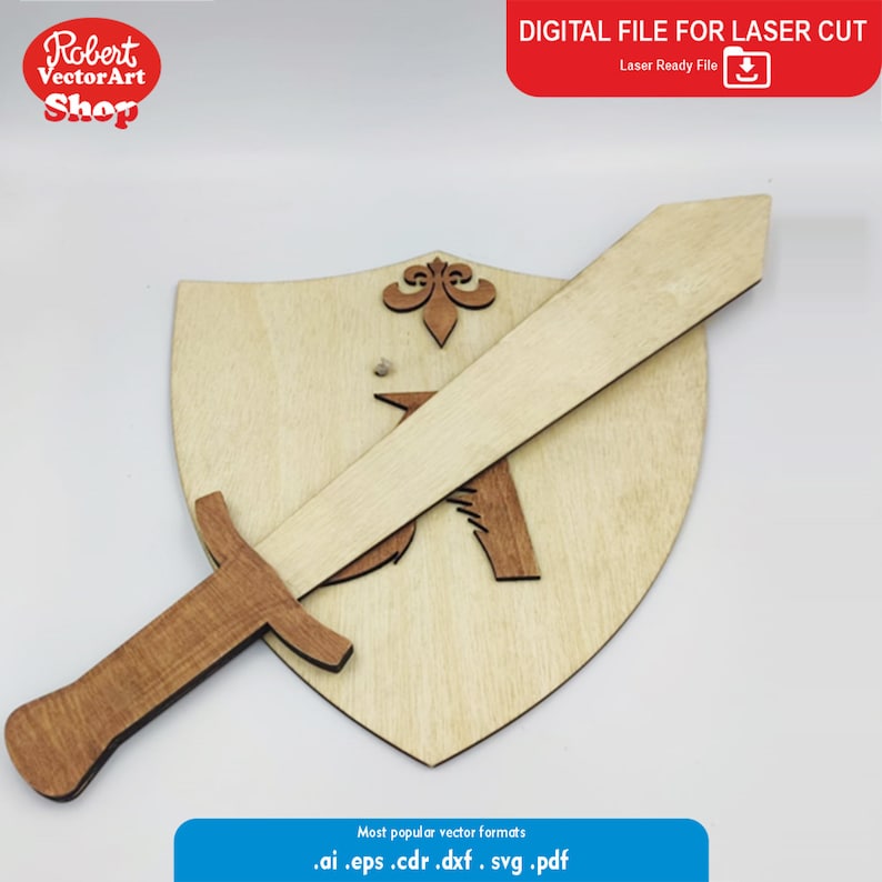 Roman Sword and Shield File, Laser Cutting Vector Svg Dxf, Ai, Cdr, Eps ...