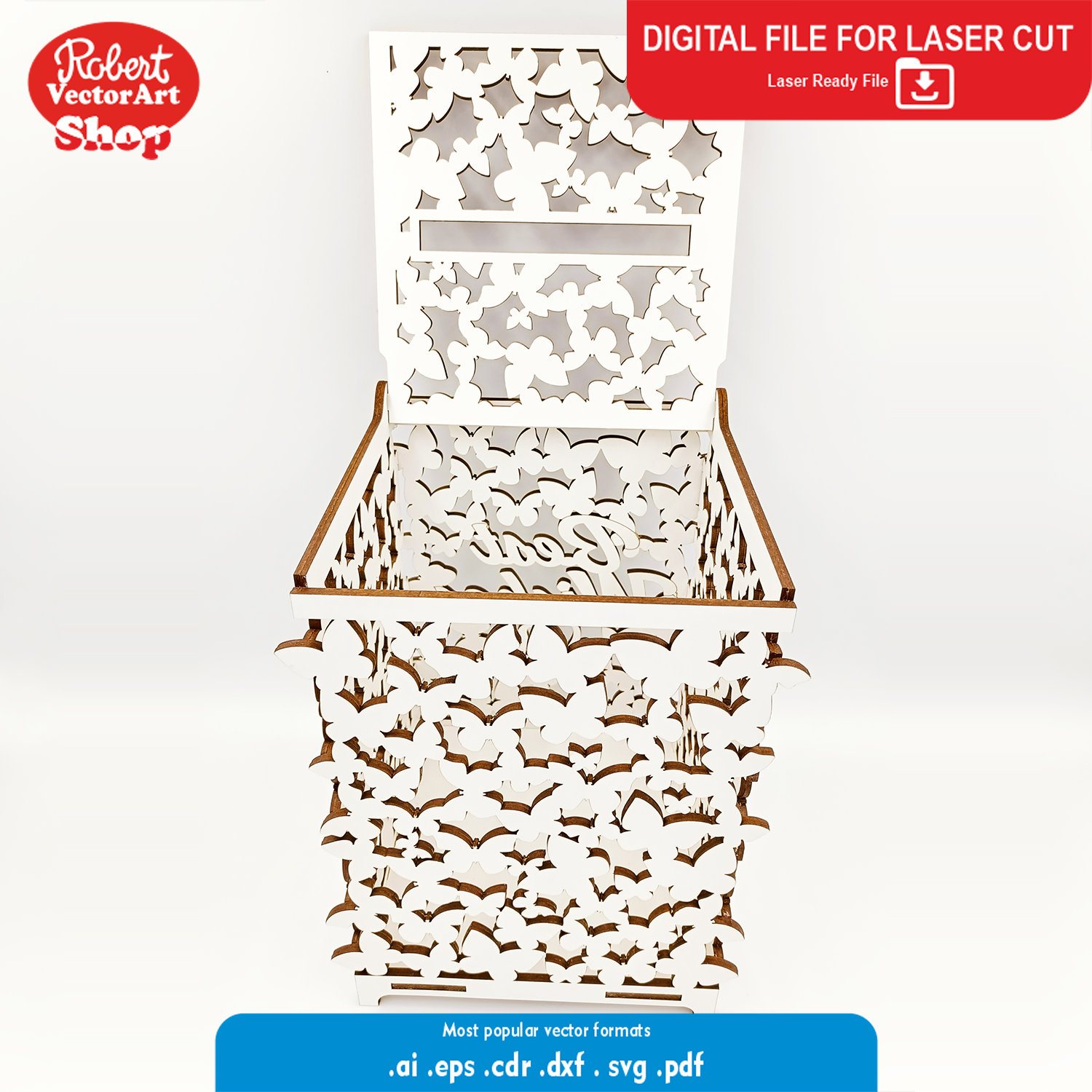 Laser Cut Wedding Gift Card Box Svg Wooden Wedding Money Box Vector ...