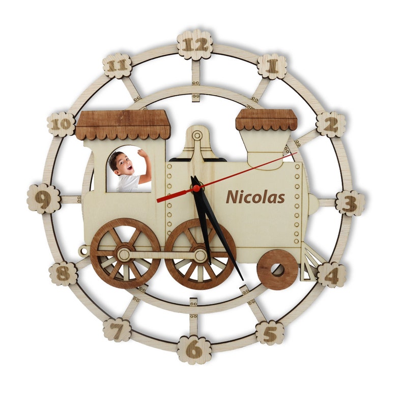 Laser Cut Wall Clock Train, Svg File Wall Clock Vector Template Wall ...