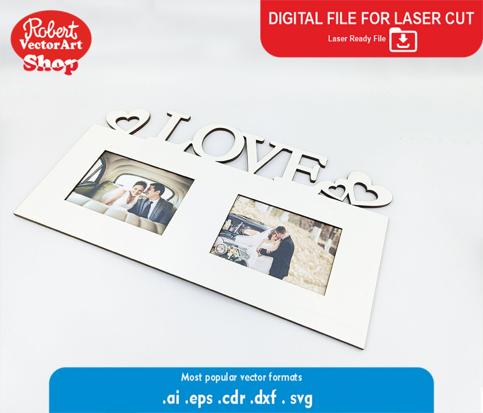 Double Photo Frame With Desk Holder Laser Cutting Engraving Svg Dfx Cdr ...