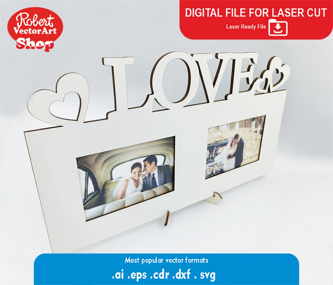 Double Photo Frame With Desk Holder Laser Cutting Engraving Svg Dfx Cdr ...