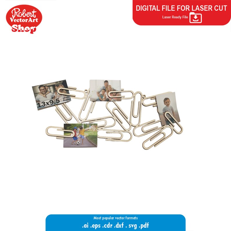 Set of 2 Paperclip Photo Frame Templates for Laser Cutting Engraving ...
