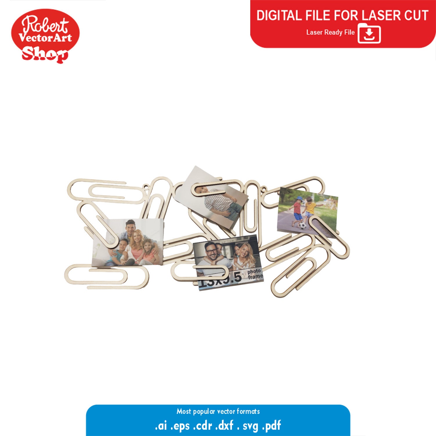 Set of 2 Paperclip Photo Frame Templates for Laser Cutting Engraving ...