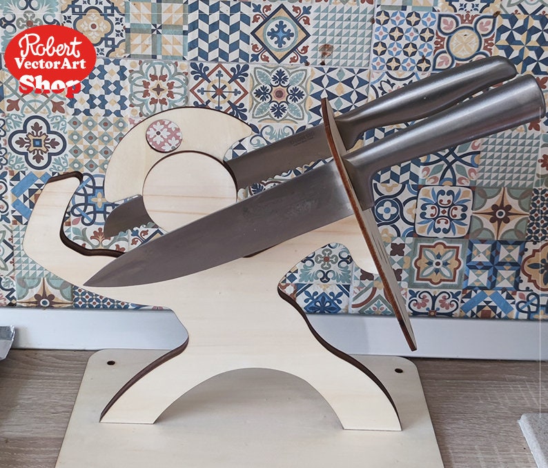 Laser Cut Knife Stand: CNC Vector File (ai SVG Dxf Eps CDR) - Etsy