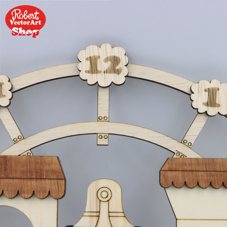 Laser Cut Wall Clock Train, Svg File Wall Clock Vector Template Wall ...