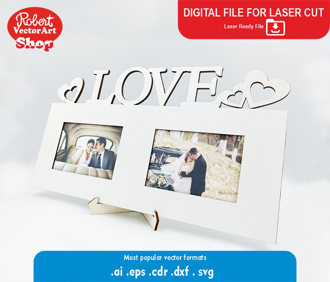 Double Photo Frame With Desk Holder Laser Cutting Engraving Svg Dfx Cdr ...