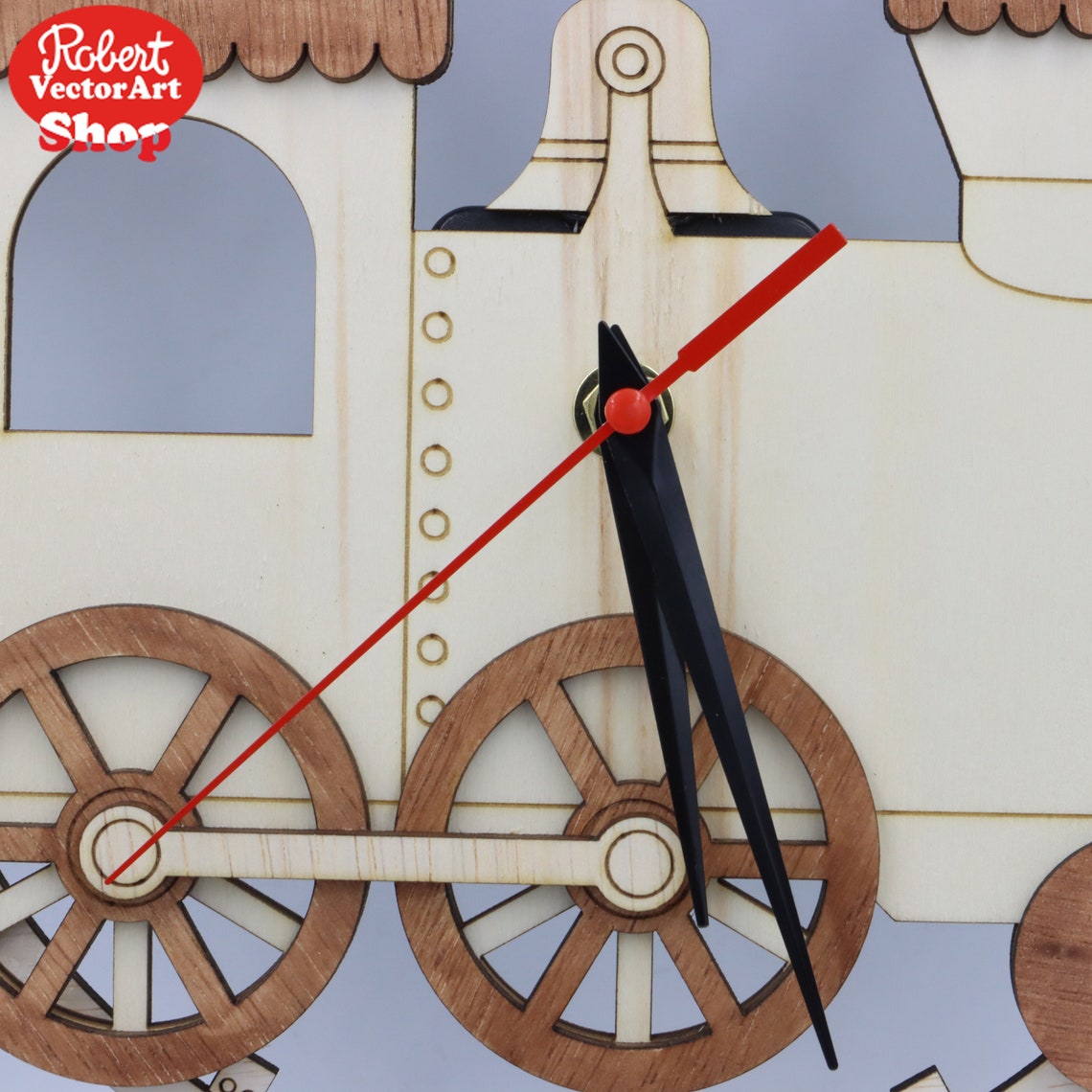 Laser Cut Wall Clock Train, Svg File Wall Clock Vector Template Wall ...