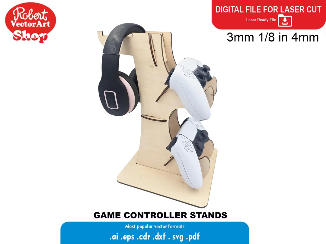 Controller Stand & Headphone Holder Laser Cut Files - Controller Holder ...