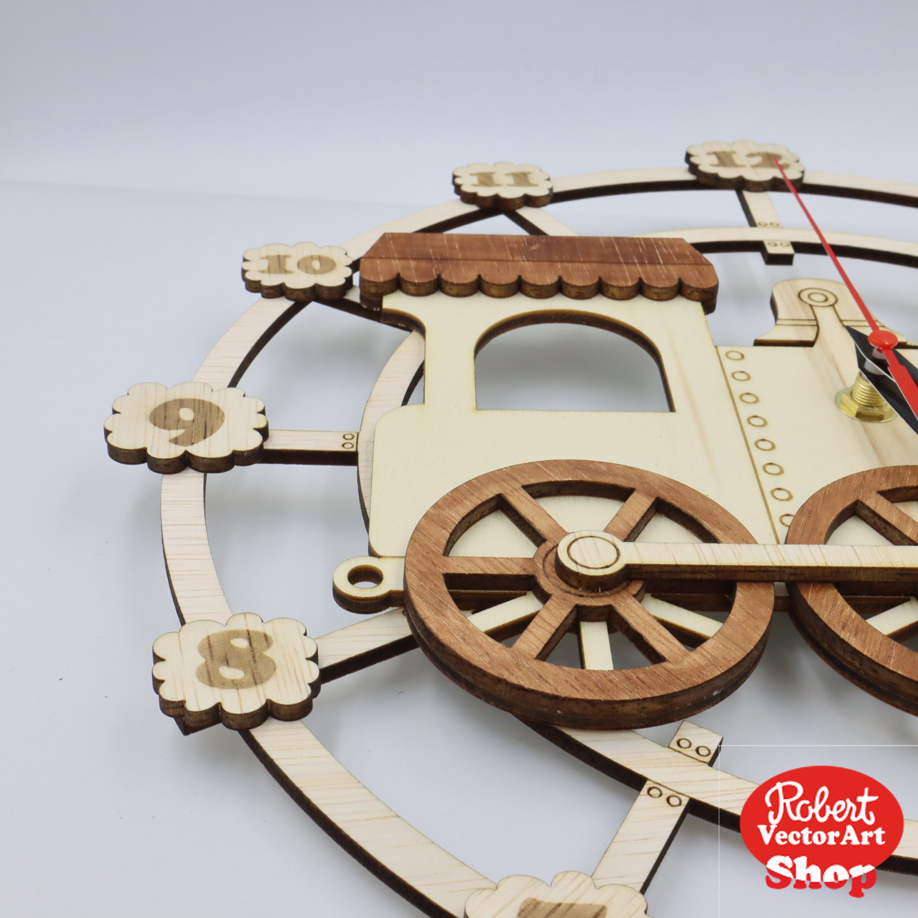 Laser Cut Wall Clock Train, Svg File Wall Clock Vector Template Wall ...