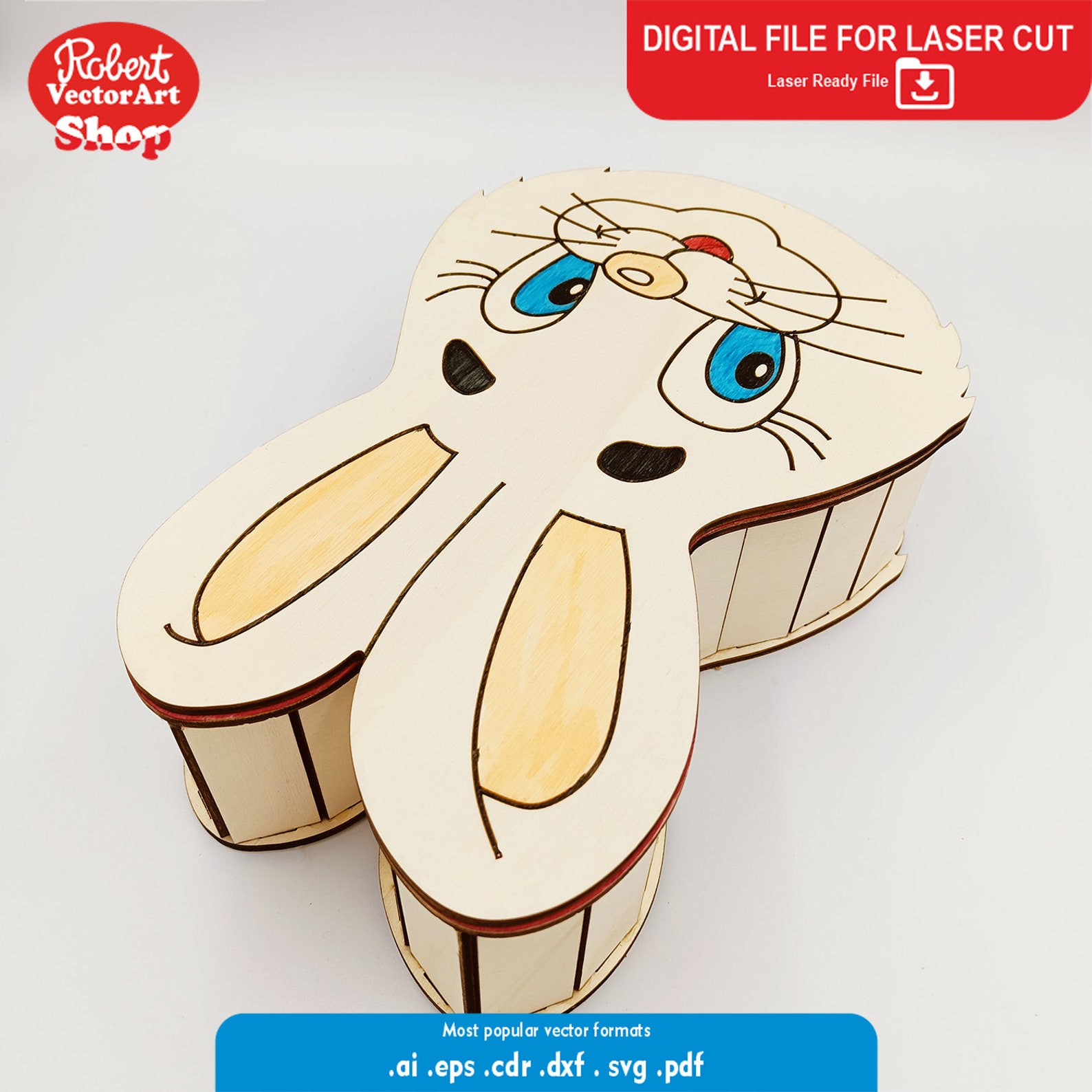 Easter Bunny Gift Boxes Laser Cut Files Svgdxfpdfai Glowforge Files ...