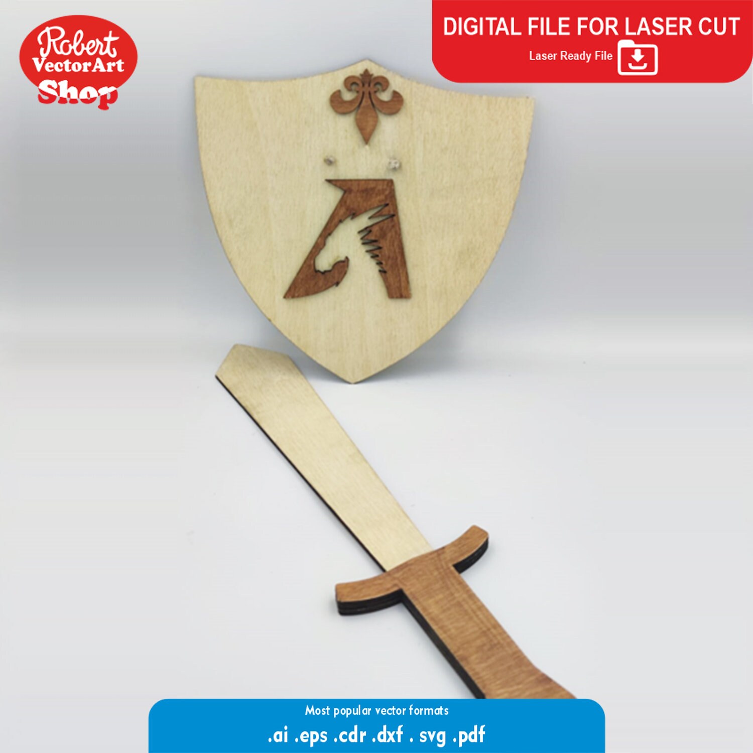 Roman Sword and Shield File, Laser Cutting Vector Svg Dxf, Ai, Cdr, Eps ...