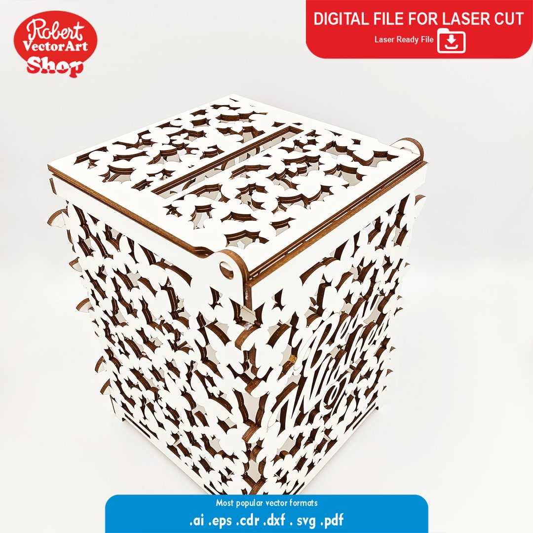 Laser Cut Wedding Gift Card Box Svg Wooden Wedding Money Box Vector ...