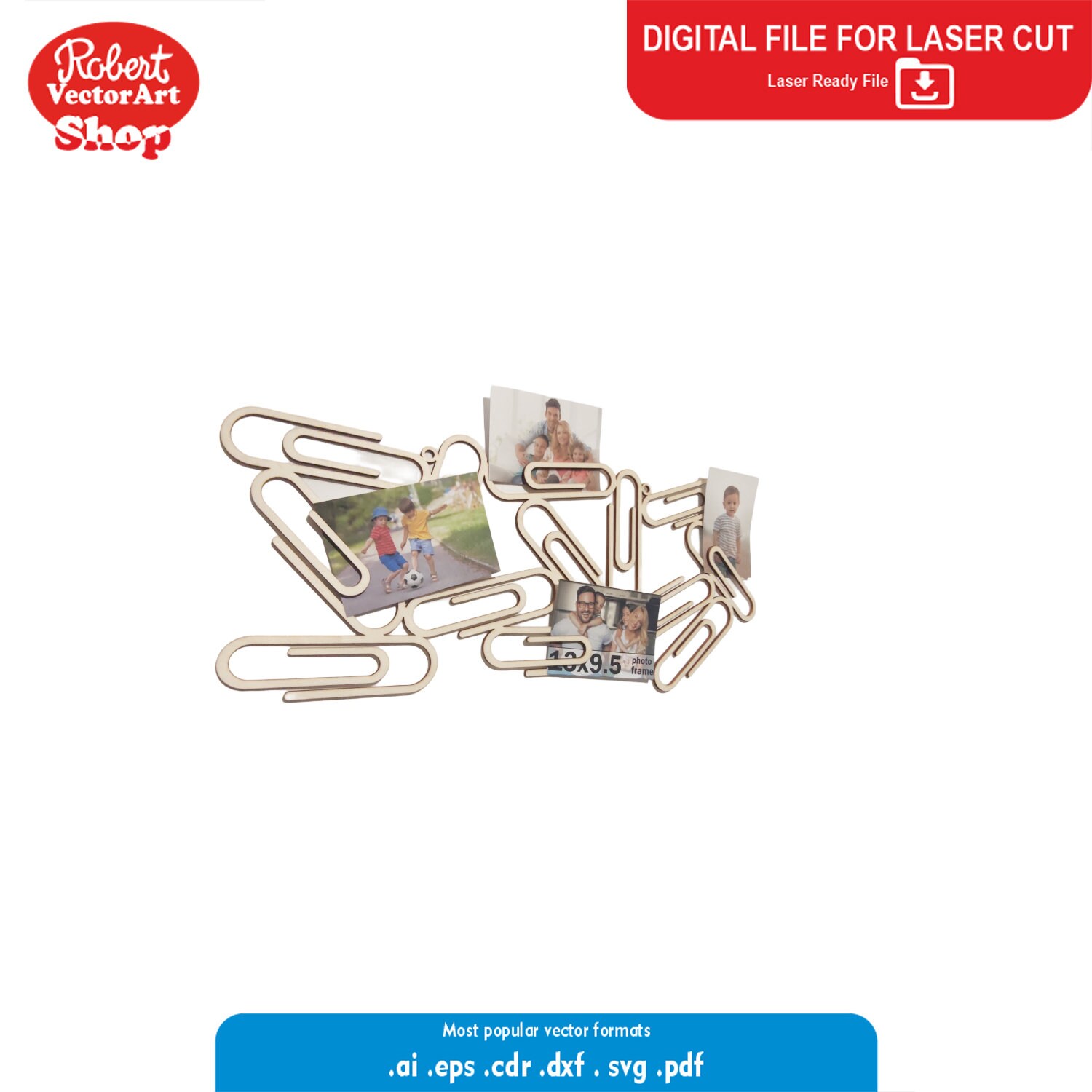 Set of 2 Paperclip Photo Frame Templates for Laser Cutting Engraving ...