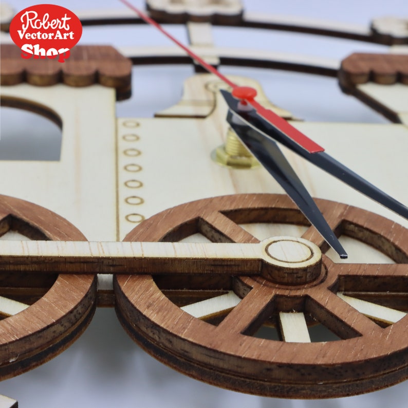 Laser Cut Wall Clock Train, Svg File Wall Clock Vector Template Wall ...