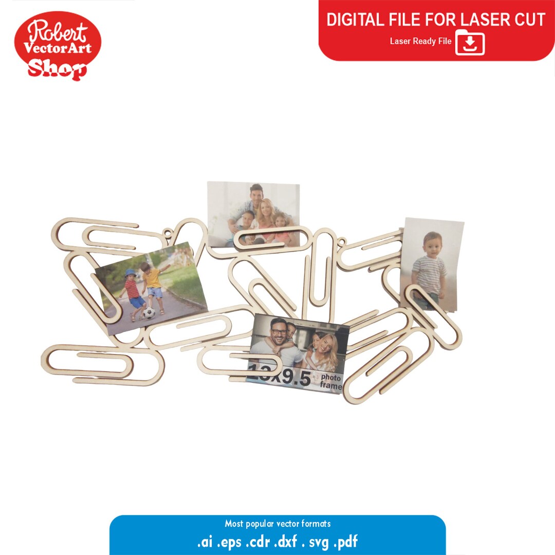 Set of 2 Paperclip Photo Frame Templates for Laser Cutting Engraving ...