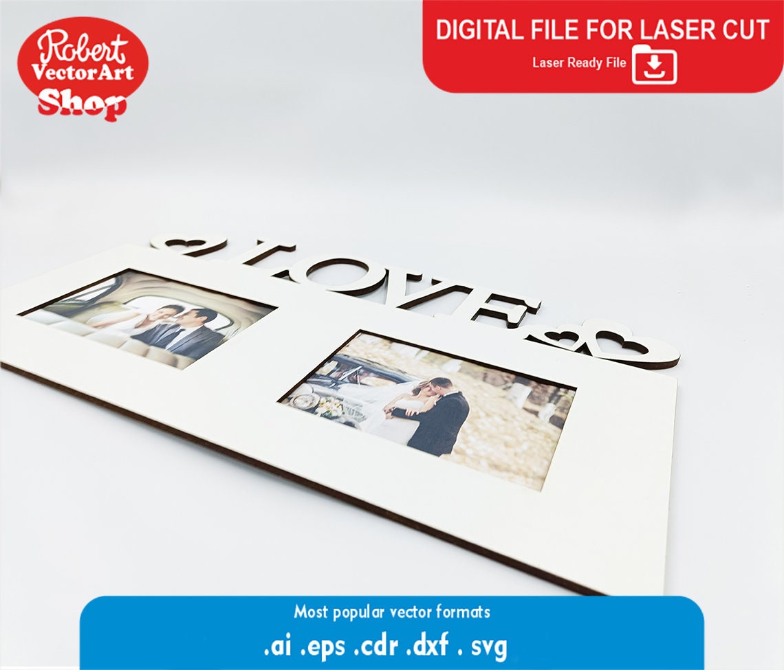 Double Photo Frame With Desk Holder Laser Cutting Engraving Svg Dfx Cdr ...