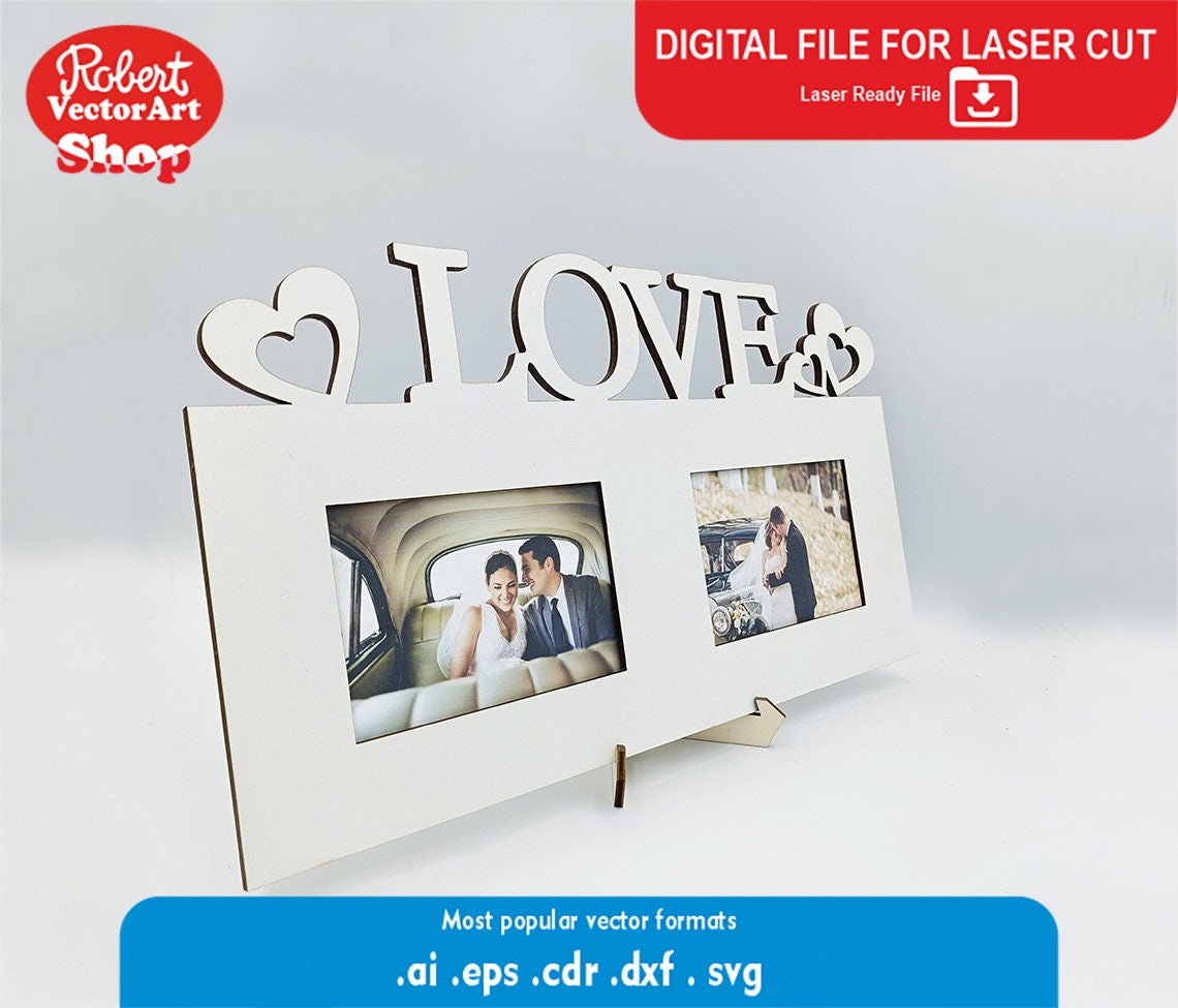 Double Photo Frame With Desk Holder Laser Cutting Engraving Svg Dfx Cdr ...