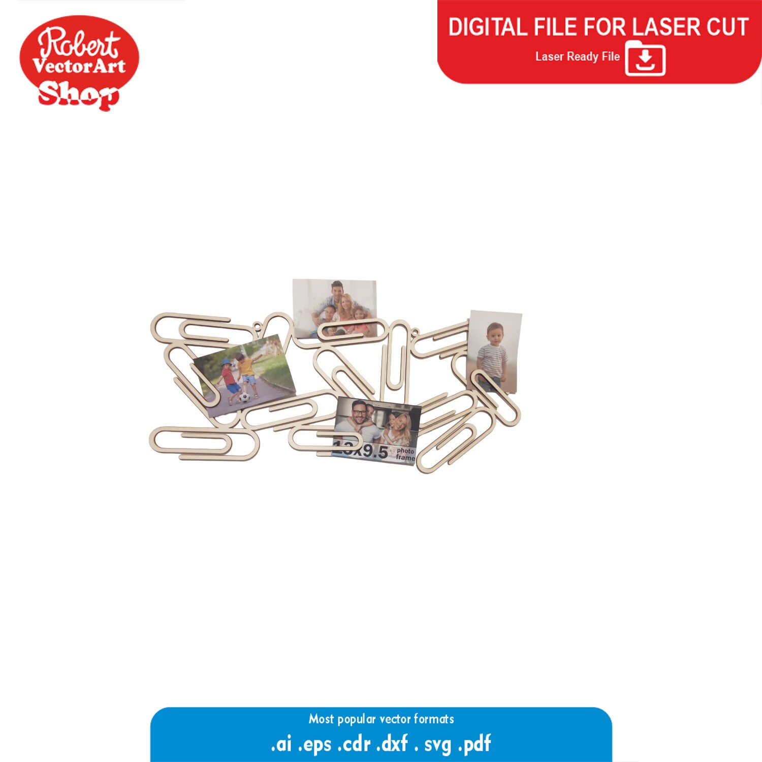 Set of 2 Paperclip Photo Frame Templates for Laser Cutting Engraving ...