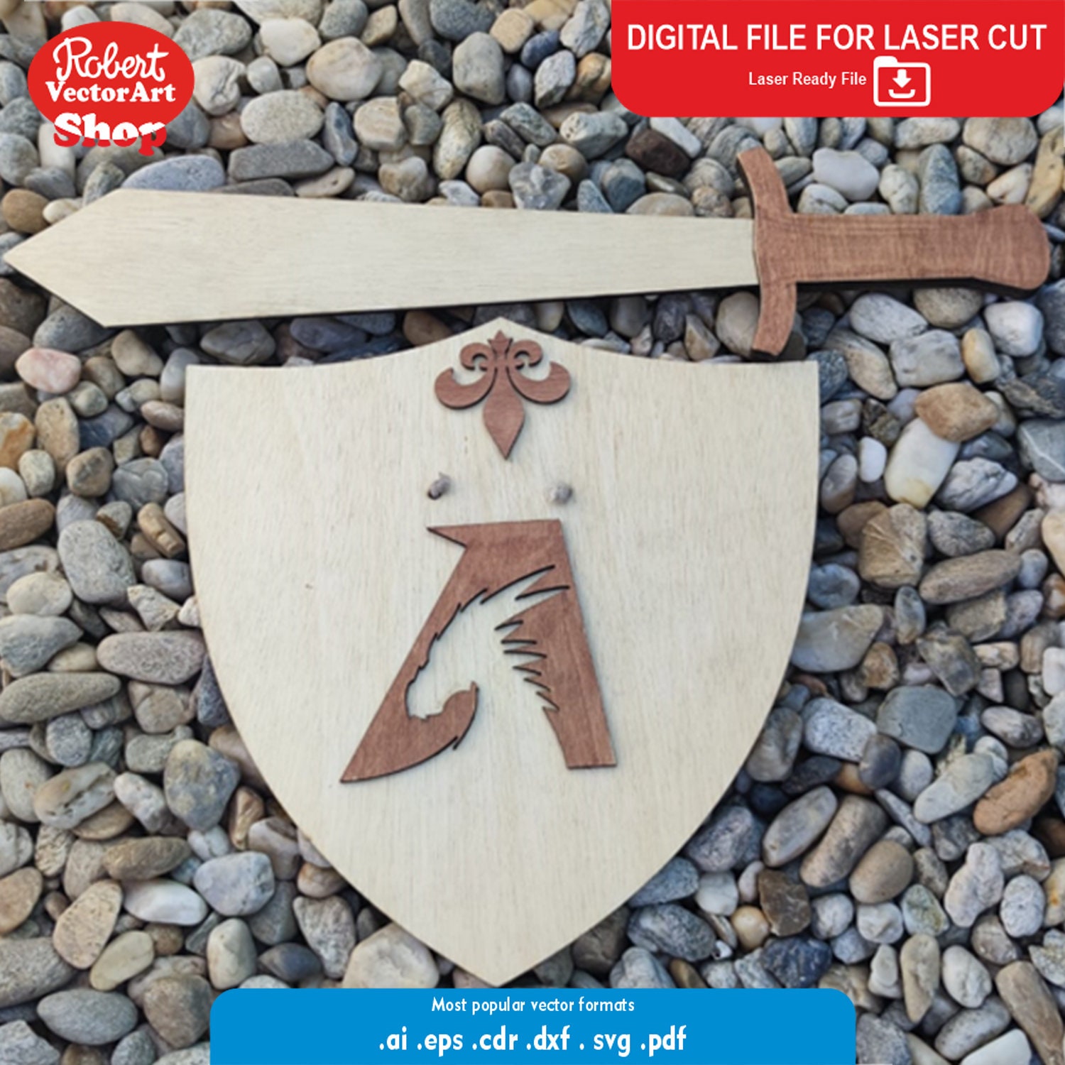 Roman Sword and Shield File, Laser Cutting Vector Svg Dxf, Ai, Cdr, Eps ...