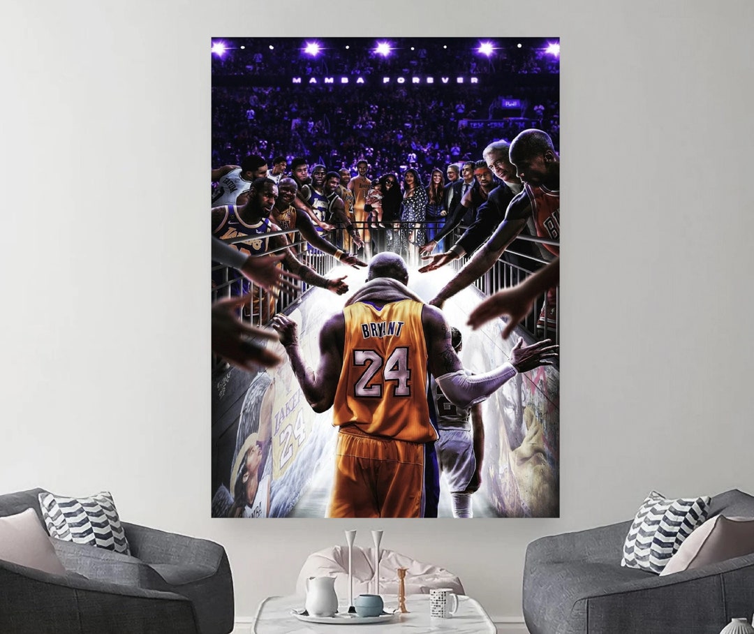 Kobe Bryant Print Poster, Kobe Bryant Canvas Wall Art Inspired Famous ...