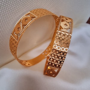 Traditional, Indian, Thick Bangles Set of 2 Gold Plated - Etsy