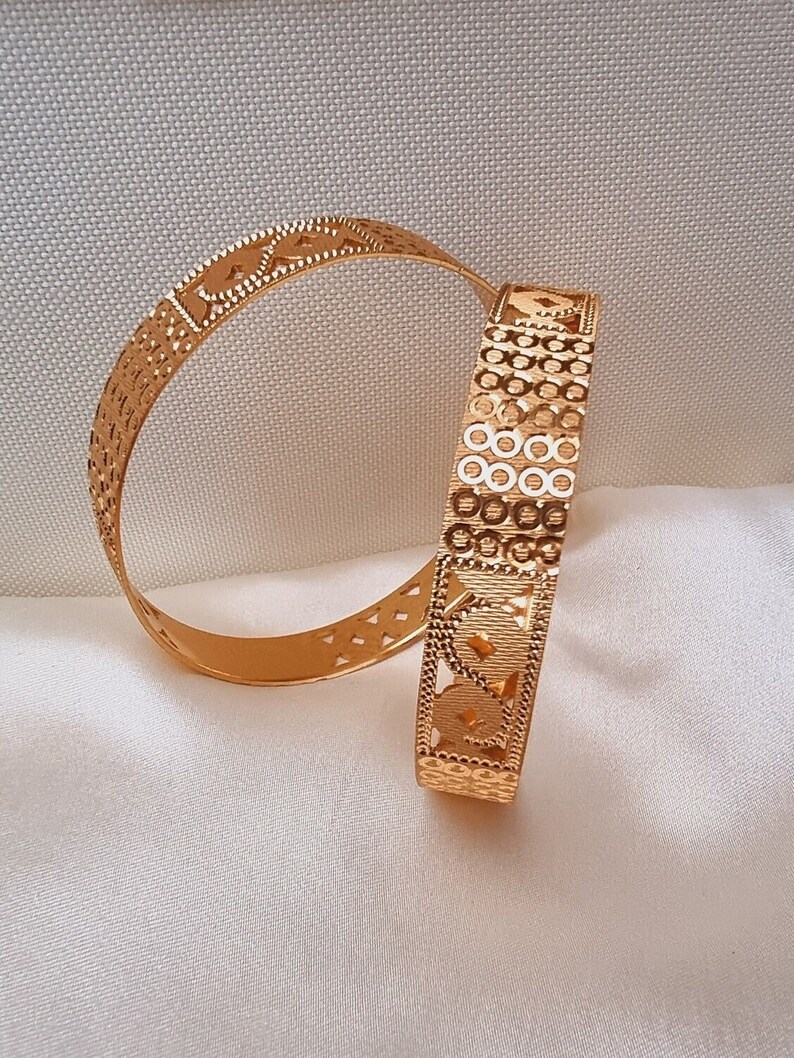 Traditional, Indian, Thick Bangles Set of 2 Gold Plated - Etsy