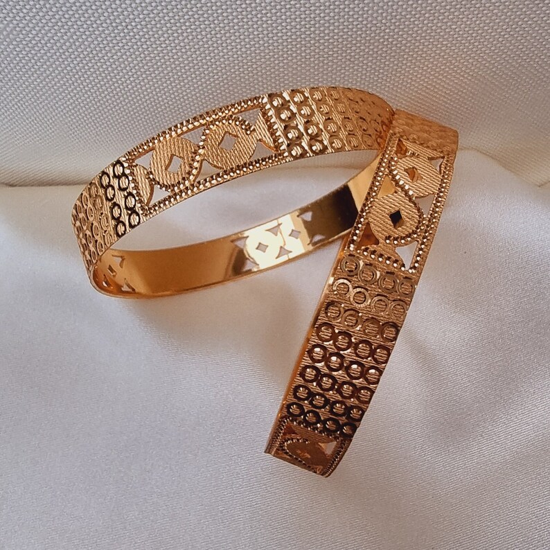 Traditional, Indian, Thick Bangles Set of 2 Gold Plated - Etsy