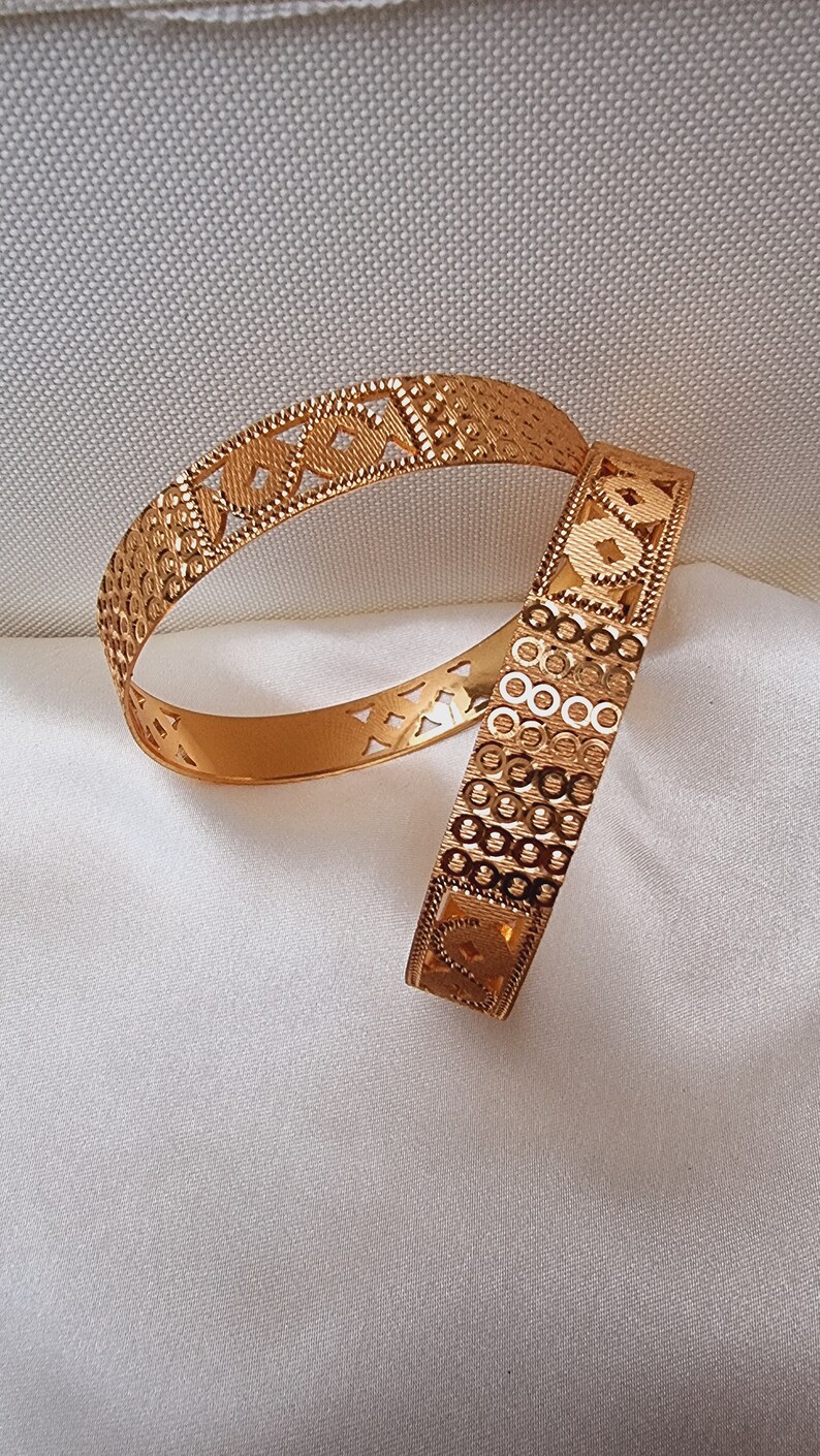 Traditional, Indian, Thick Bangles Set of 2 Gold Plated - Etsy
