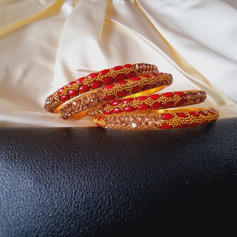 Traditional Chura Indian Bangles Set of 4 Gold Plated 2.6 Size - Etsy