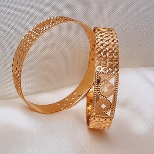 Traditional, Indian, Thick Bangles Set of 2 Gold Plated - Etsy