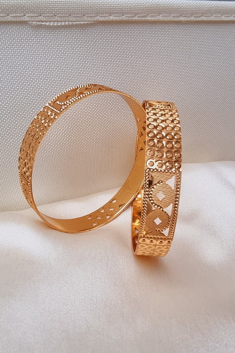 Traditional, Indian, Thick Bangles Set of 2 Gold Plated - Etsy
