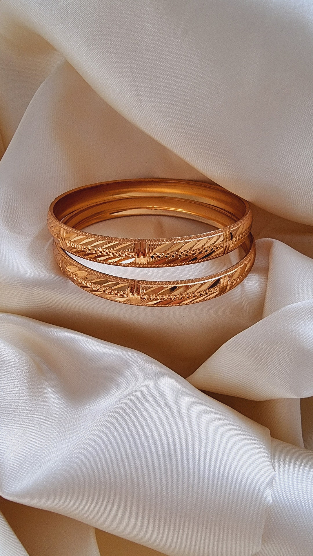 Traditional, Indian, Thick Bangles Set of 2 Gold Plated - Etsy