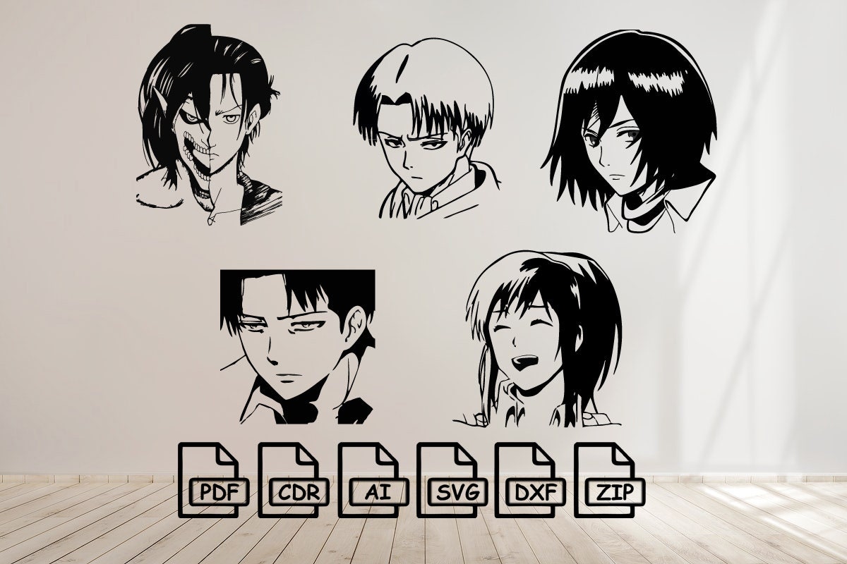 Anime Cut Svg Dxf File Wall Sticker Pdf Silhouette Template - Etsy