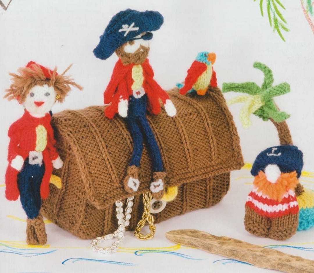 Pirates Finger Puppet Play Set, 6" Height, DK, Vintage Knitting Pattern ...