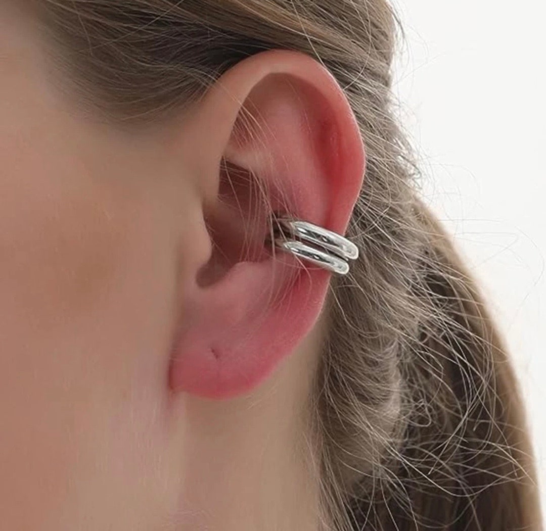 Chunky Smooth Gold Conch Ear Cuff Earrings, Thick Ear Cuff, Conch Ear ...