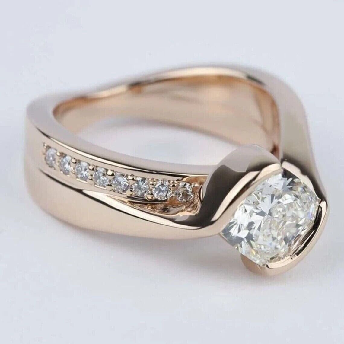 Cushion Cut Ring Bypass Shank Ring Cushion Cut Engagement Ring 1.0 Ct ...