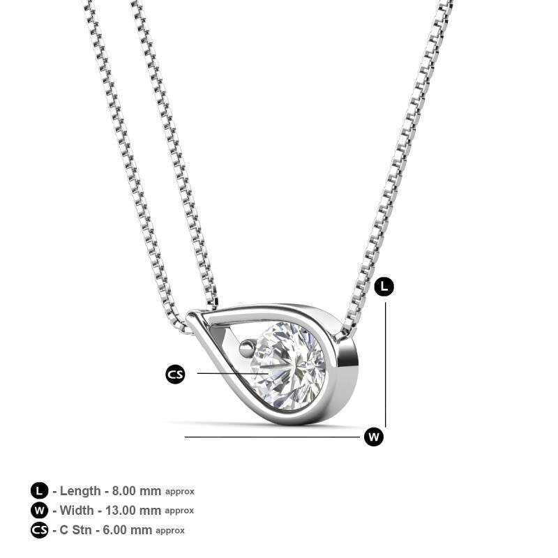 Double Chain Necklace Diagonal Teardrop Solitaire Pendant Dainty ...