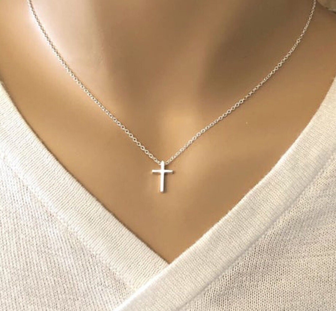 Small Silver Cross Pendant Religious Pendant Crucifix Necklace ...
