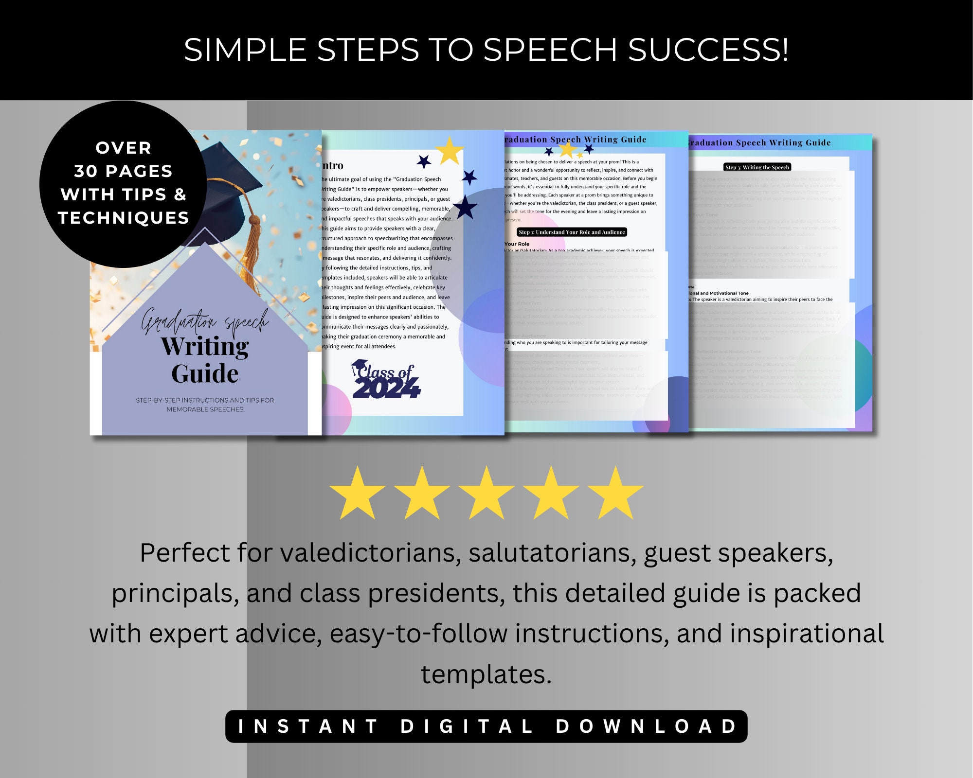 How to Write a Speech Guide, Graduation Speech Writing Guide, Digital ...